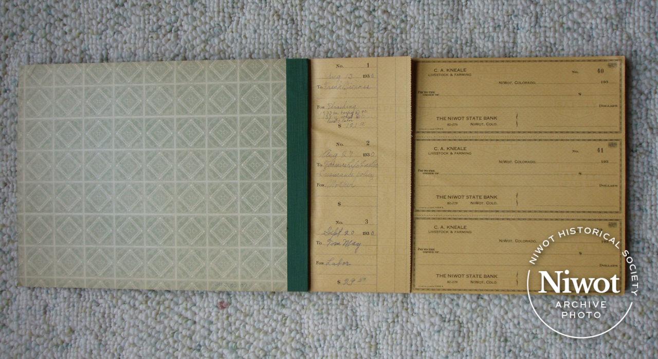 1930 Kneale Checkbook Ledger - Niwot Historical Society
